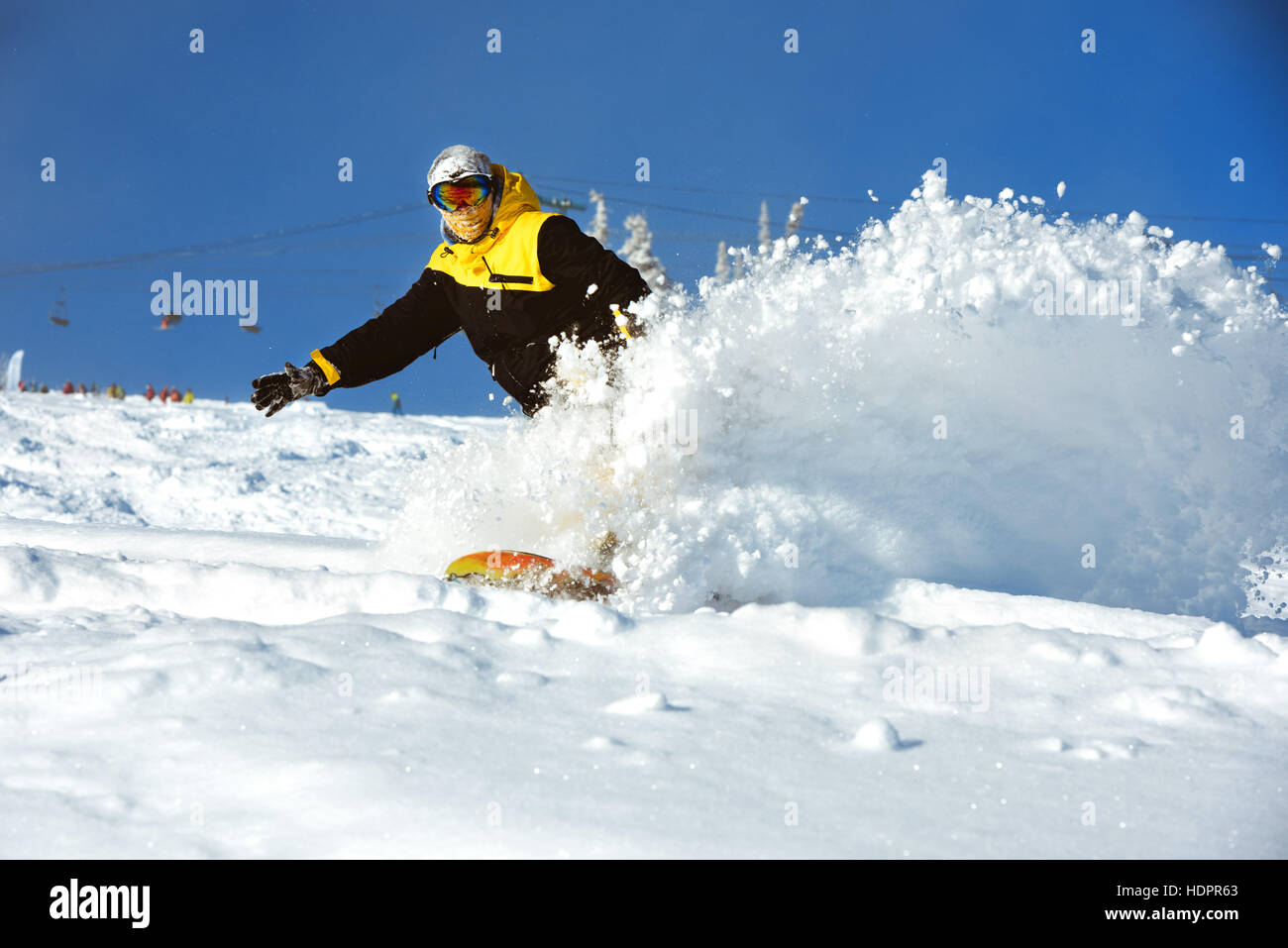 Ski snowboarder powder extreme fast speed Stock Photo - Alamy