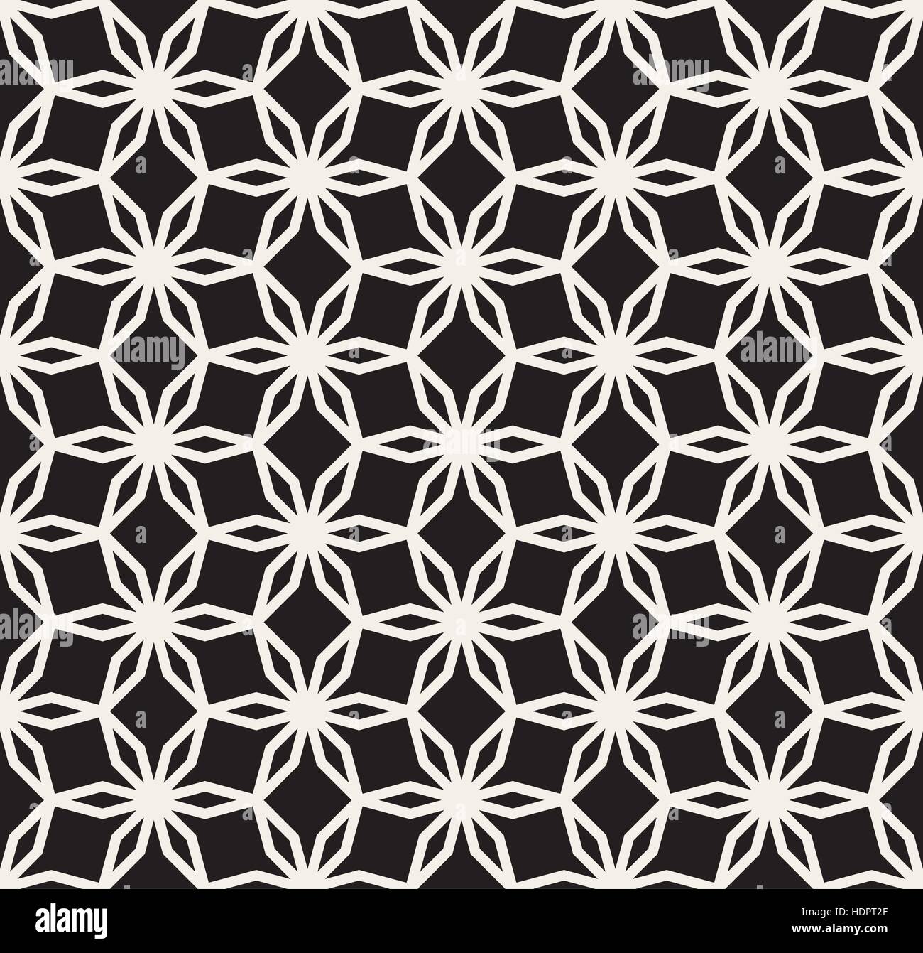 Vector Black and White Seamless Hexagonal Floral Star Lace Line Pattern ...