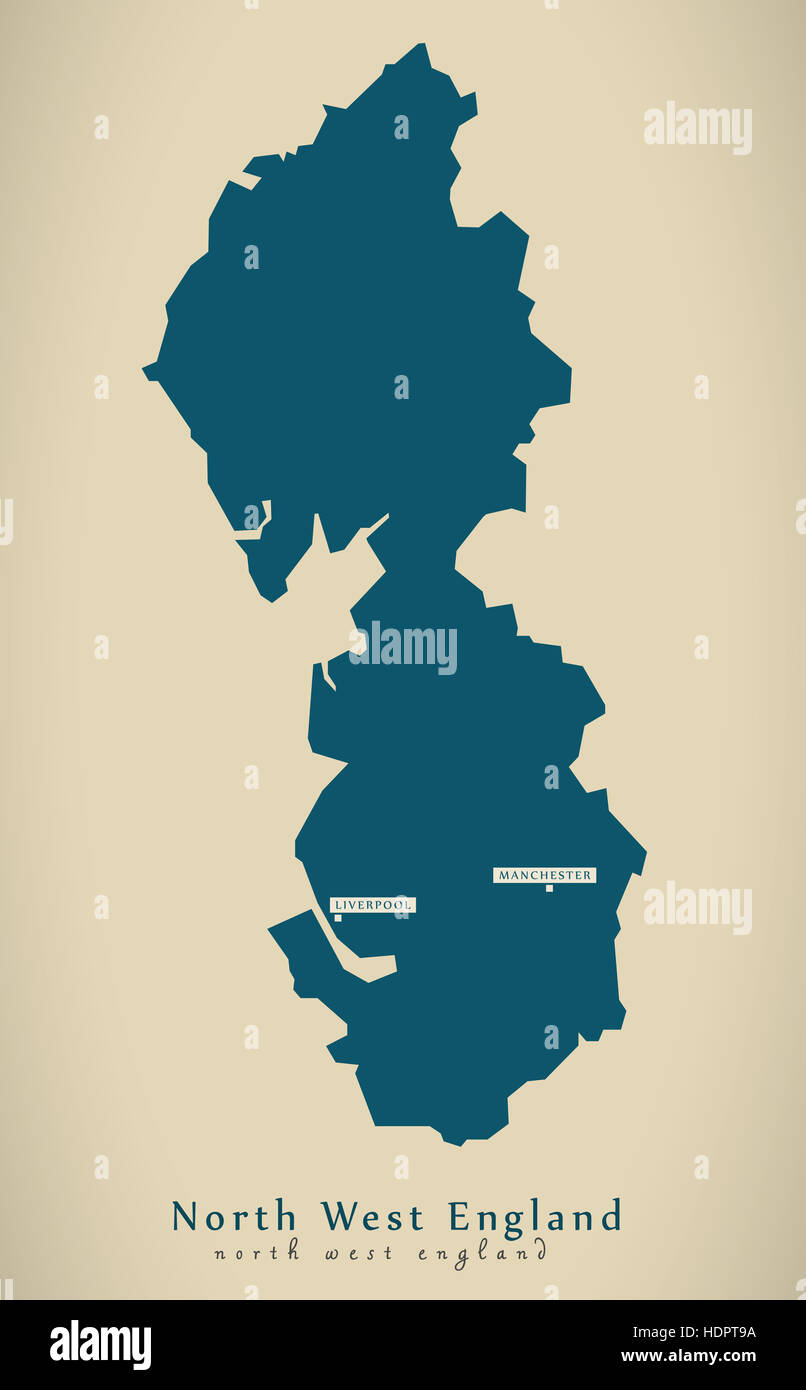 North west england map hi-res stock photography and images - Alamy