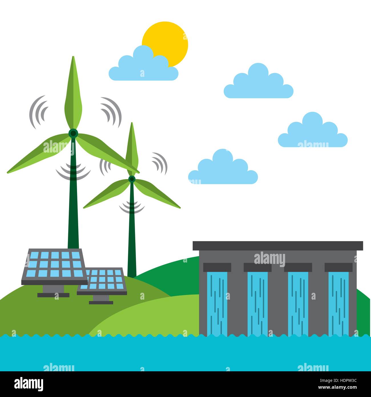 Water dam solar panel wind hi-res stock photography and images - Alamy