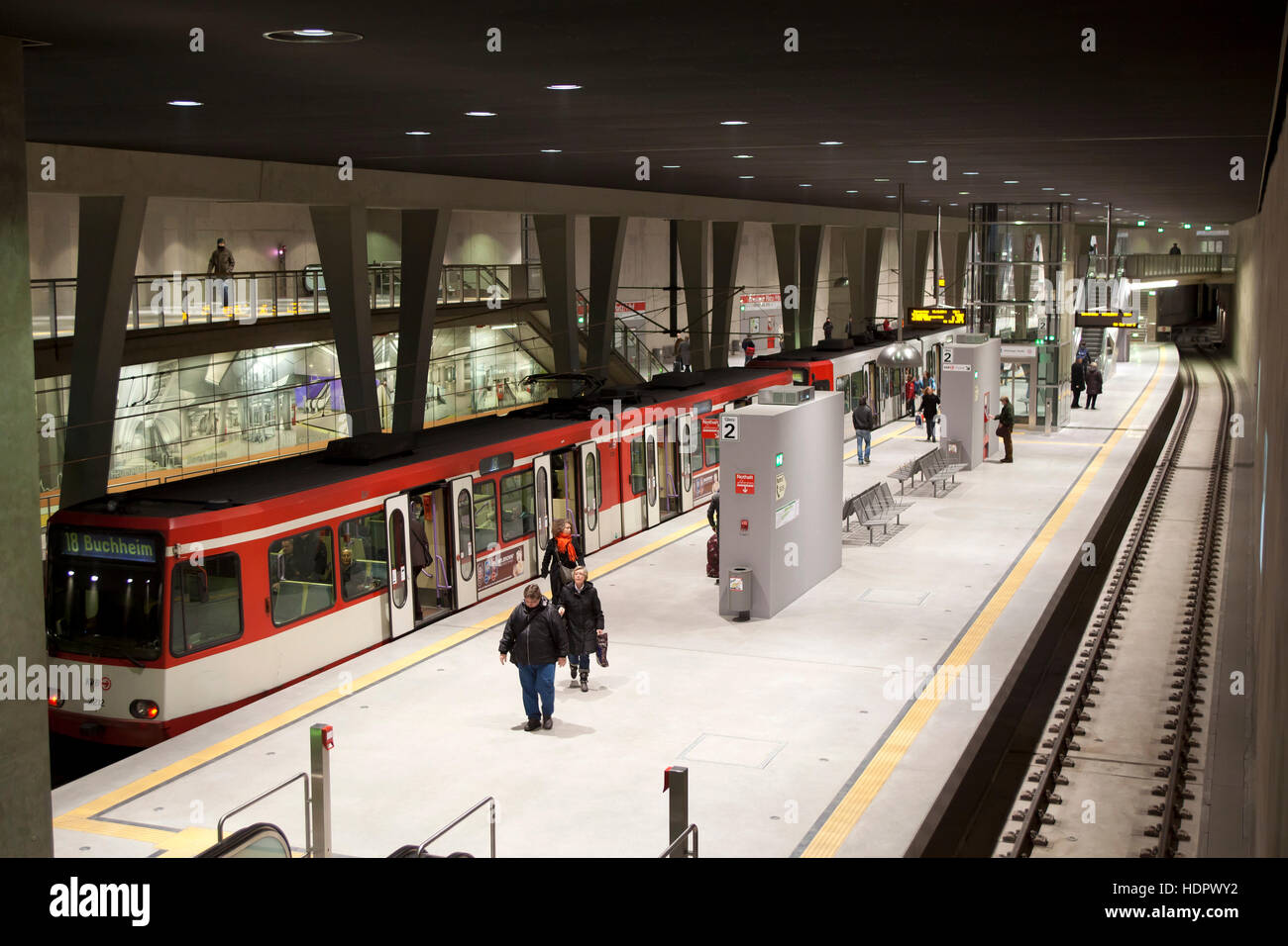 Germany, Cologne, subway station of the North-South subway track at the ...