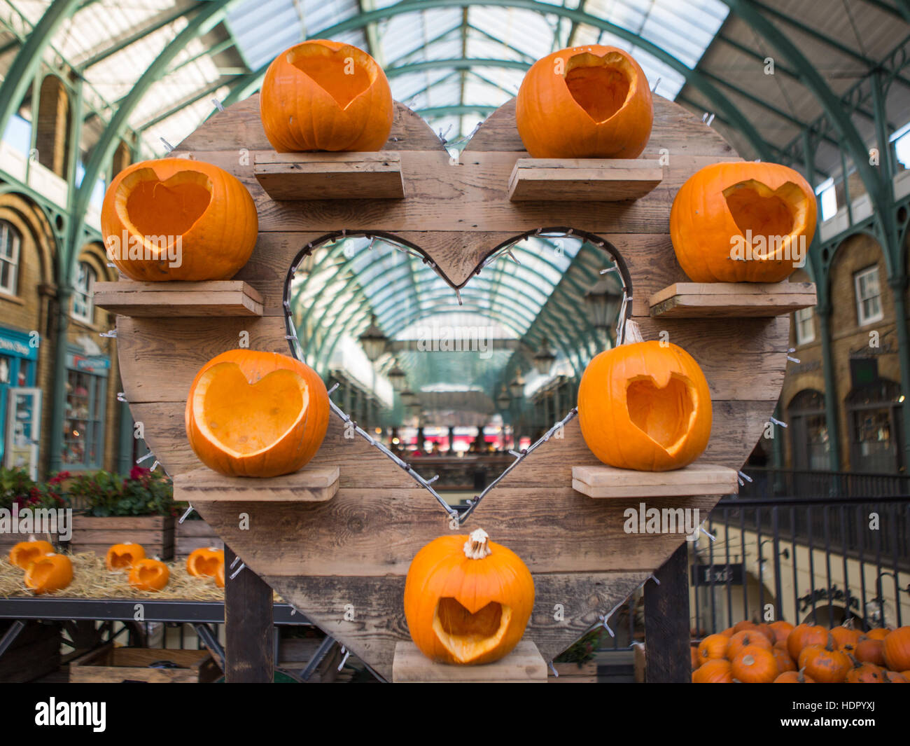 World Vision Pumpkin Patch pop-up. A display in Covent Garden, London ...