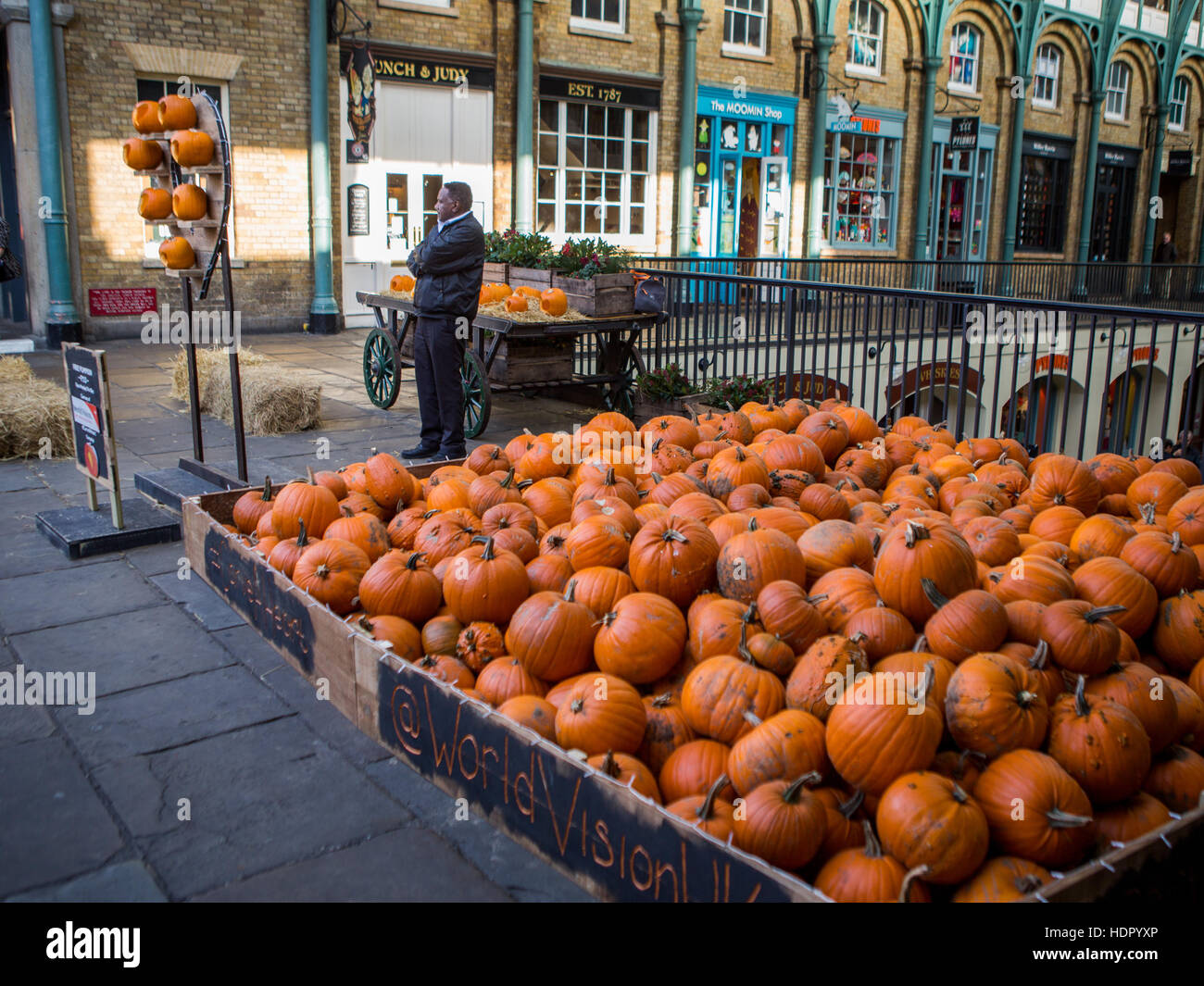 World Vision Pumpkin Patch pop-up. A display in Covent Garden, London ...