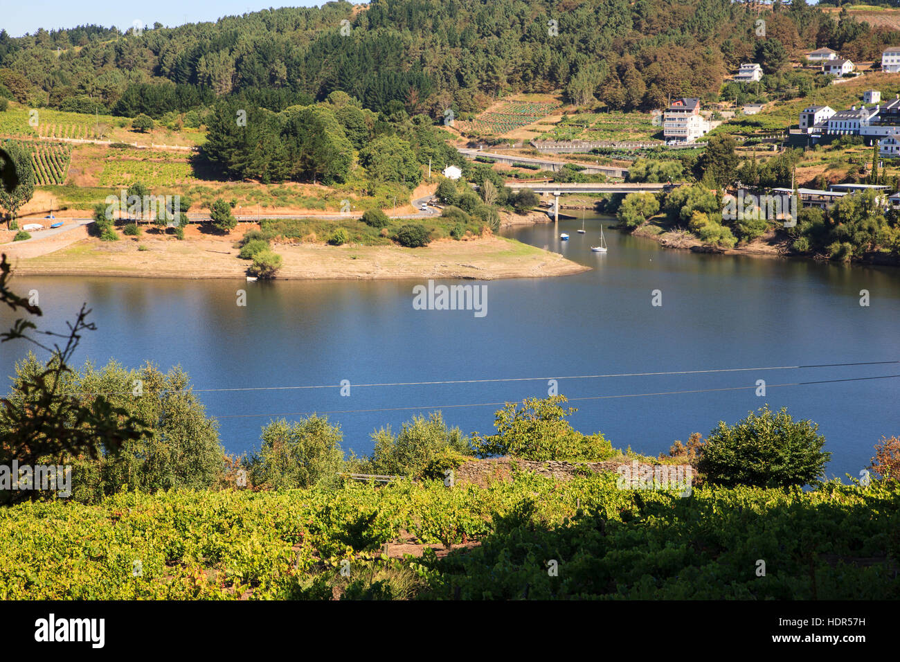 View of the Minho River in Portomarin, Spain Stock Photo - Alamy