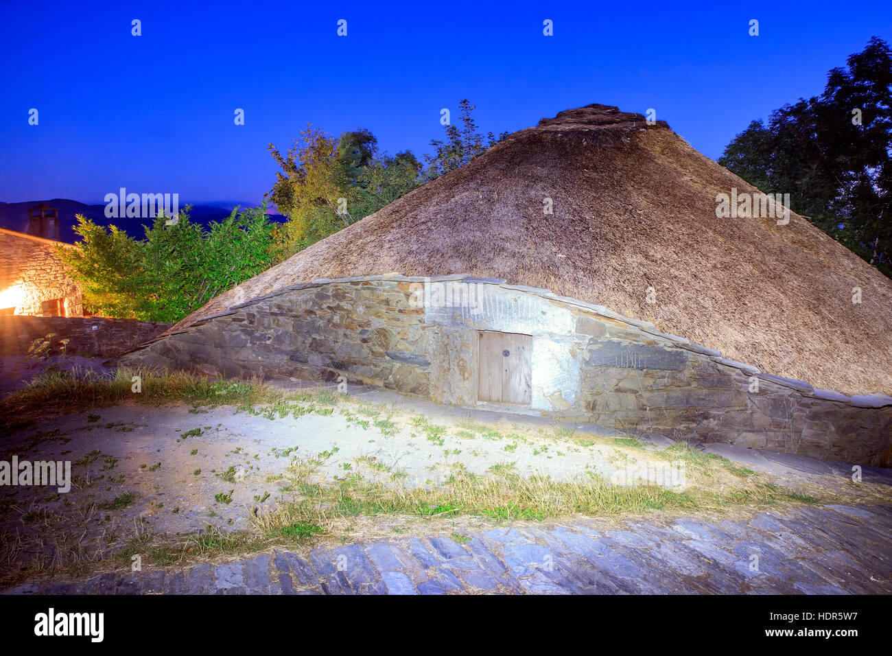 Nightview of the palloza, also known as pallouza or pallaza, is a ...