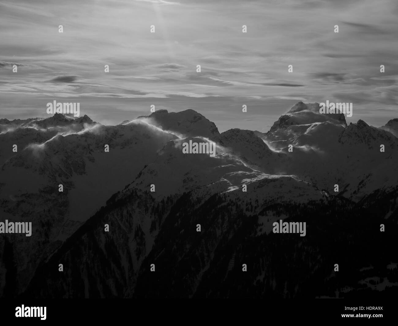 Alps winter black and white Stock Photo - Alamy