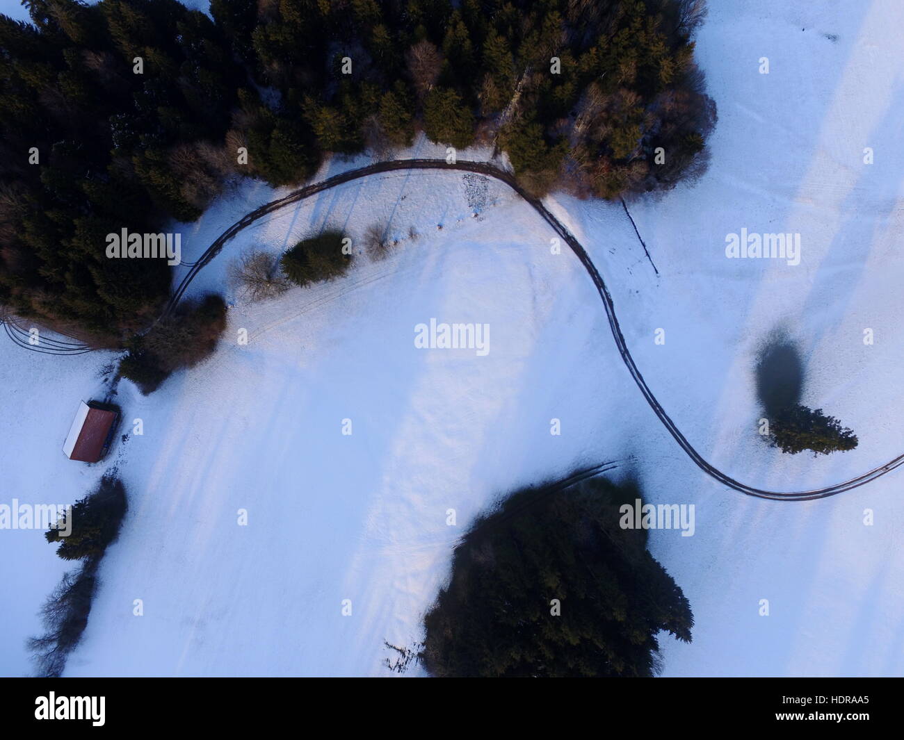 Forest in snow aerial view hi-res stock photography and images - Alamy