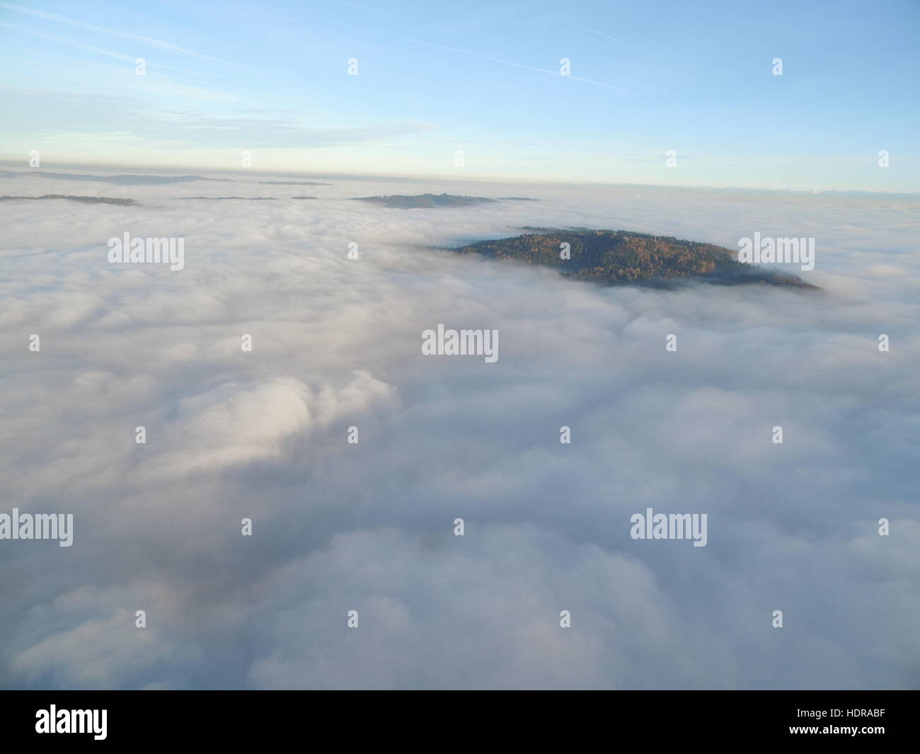 Aerial drone flight above clouds hi-res stock photography and images ...