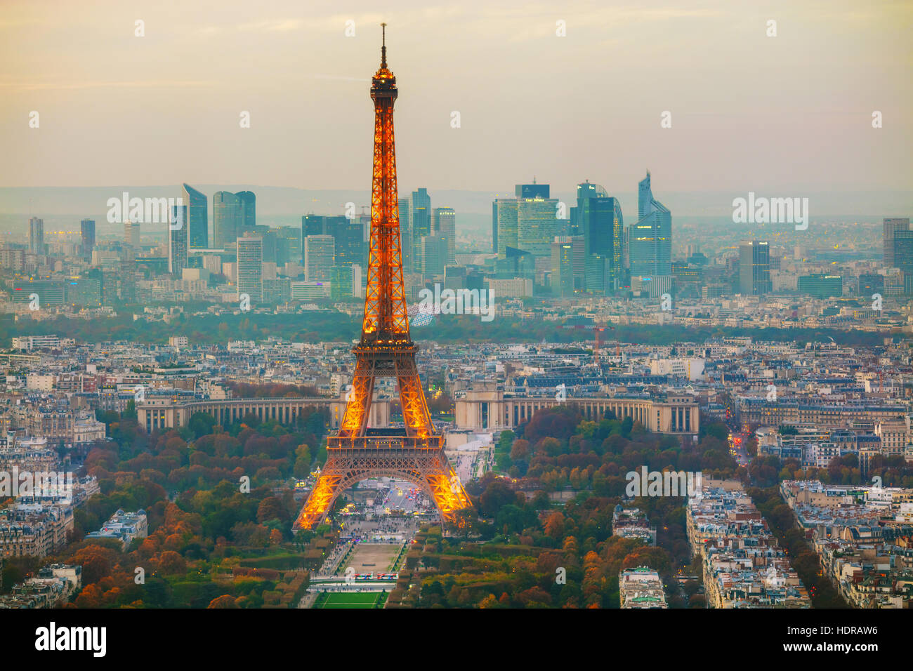 PARIS - NOVEMBER 1: Cityscape with the Eiffel tower aerial view on ...