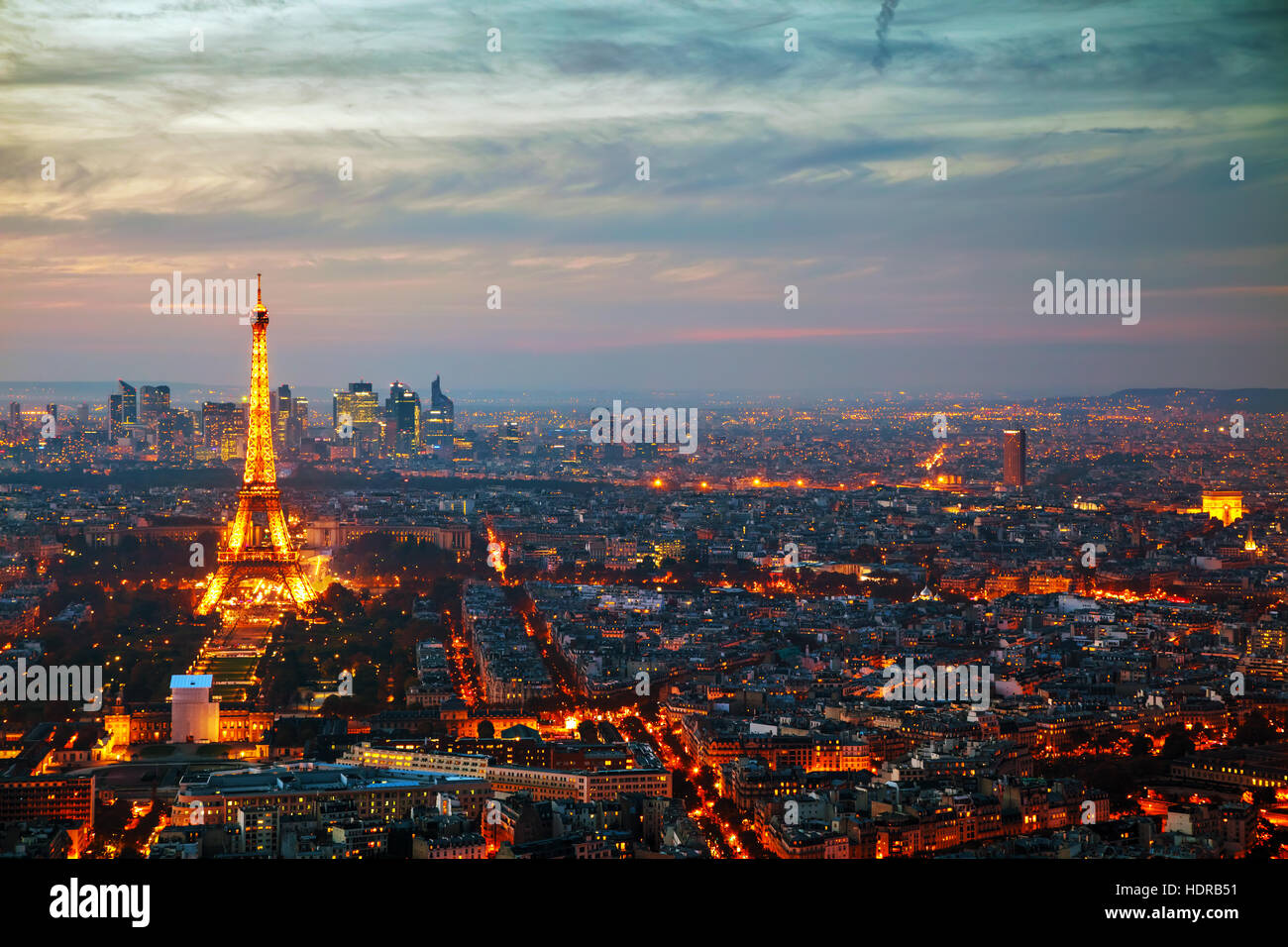 PARIS - NOVEMBER 1: Cityscape with the Eiffel tower aerial view on ...