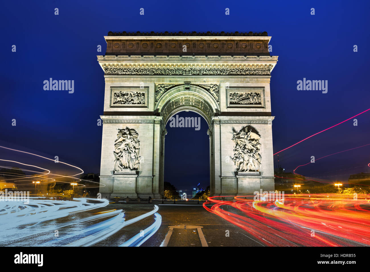 The Triumphal Arch in Paris at night Stock Photo - Alamy