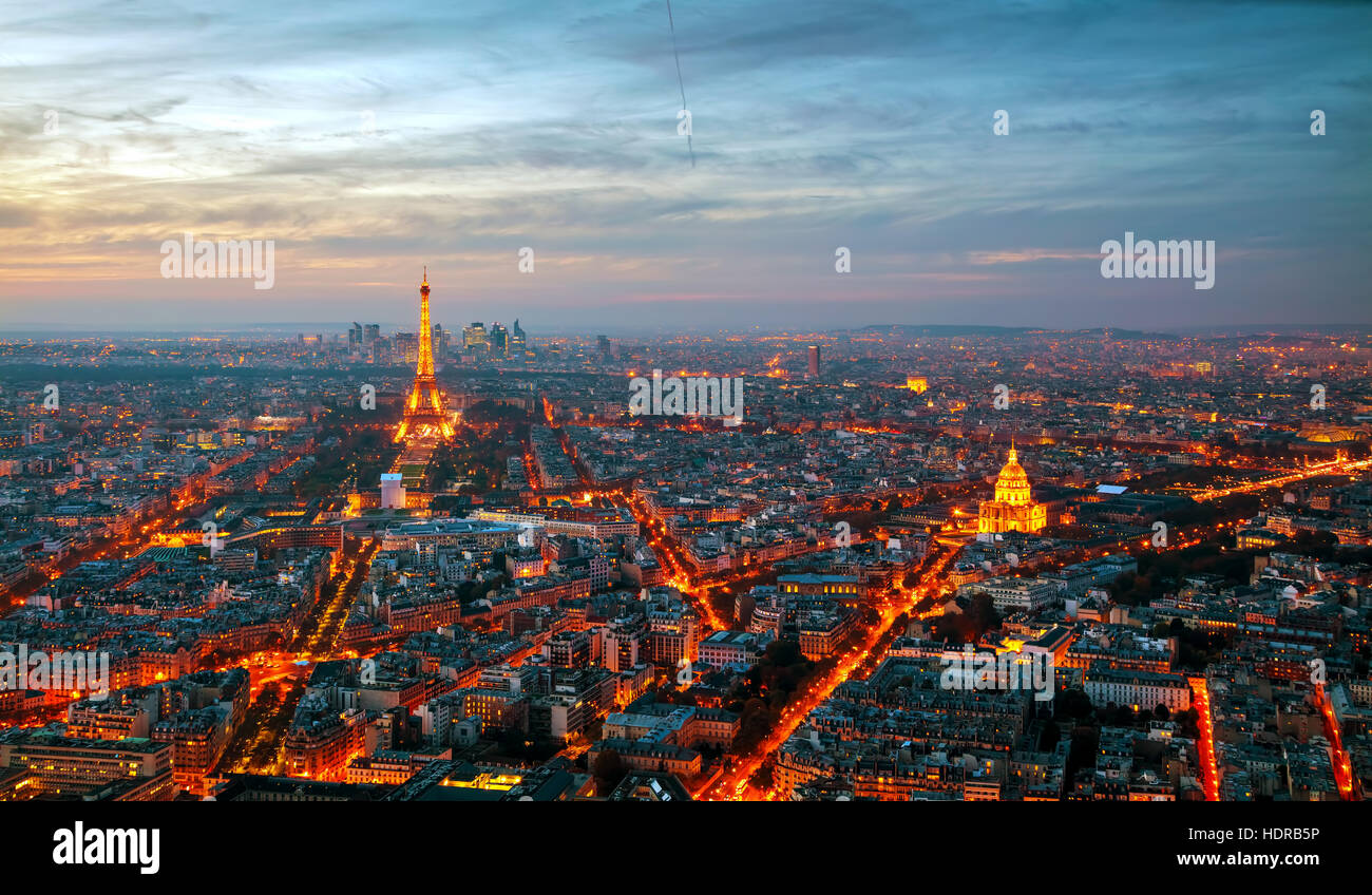 PARIS - NOVEMBER 1: Cityscape with the Eiffel tower aerial view on ...