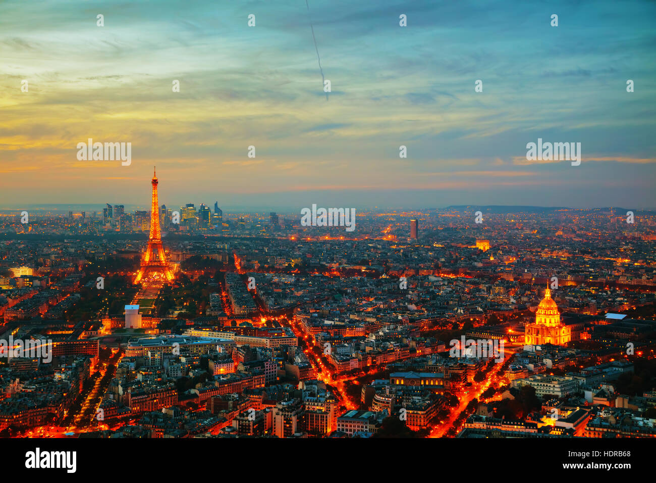 PARIS - NOVEMBER 1: Cityscape with the Eiffel tower aerial view on ...