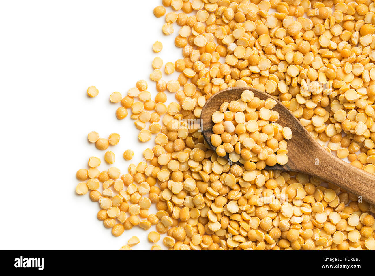 Yellow split peas isolated on white background Stock Photo - Alamy