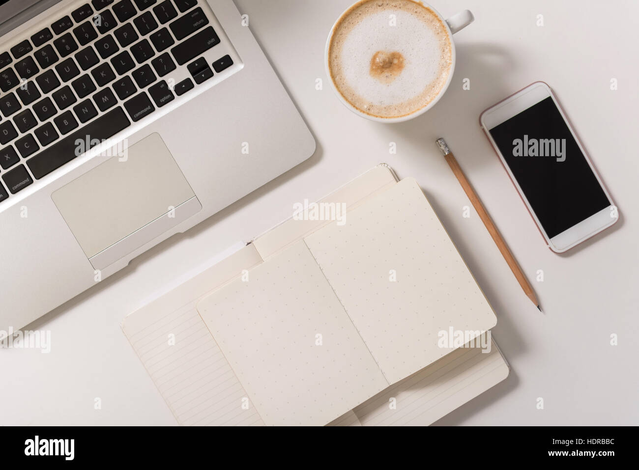Top view of a modern laptop standing on the desk Stock Photo - Alamy
