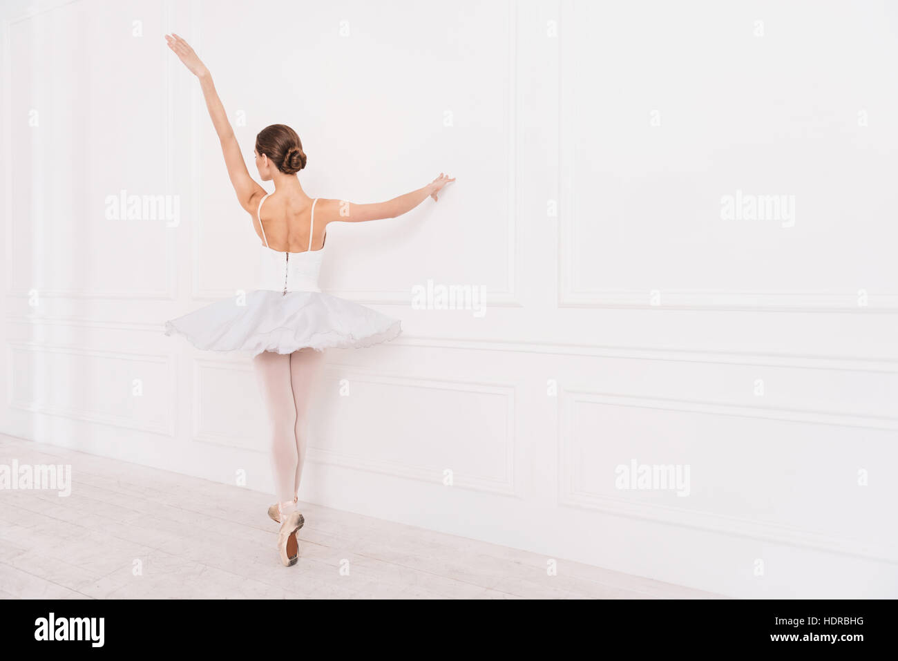 Elegant female standing in ballet position Stock Photo - Alamy