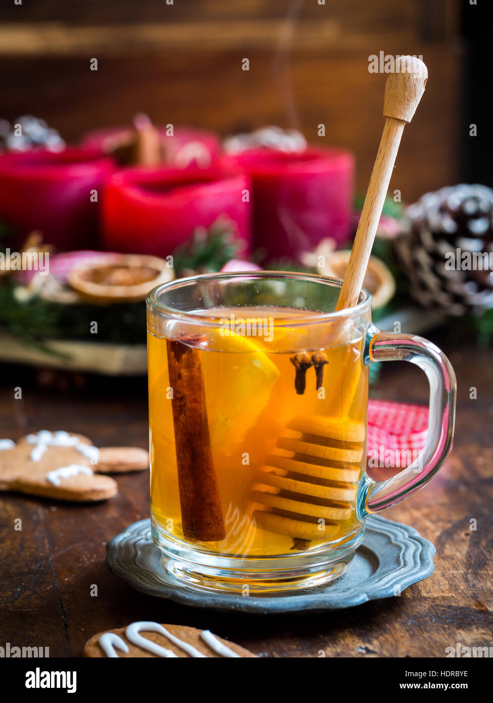 Winter hot spiced tea Stock Photo - Alamy