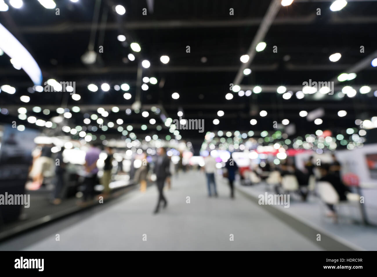 Blurred, defocused background of public event exhibition hall, business ...