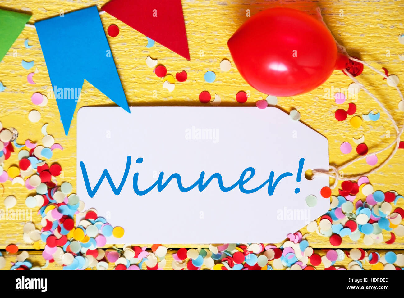 Party Label, Red Balloon, Text Winner Stock Photo - Alamy