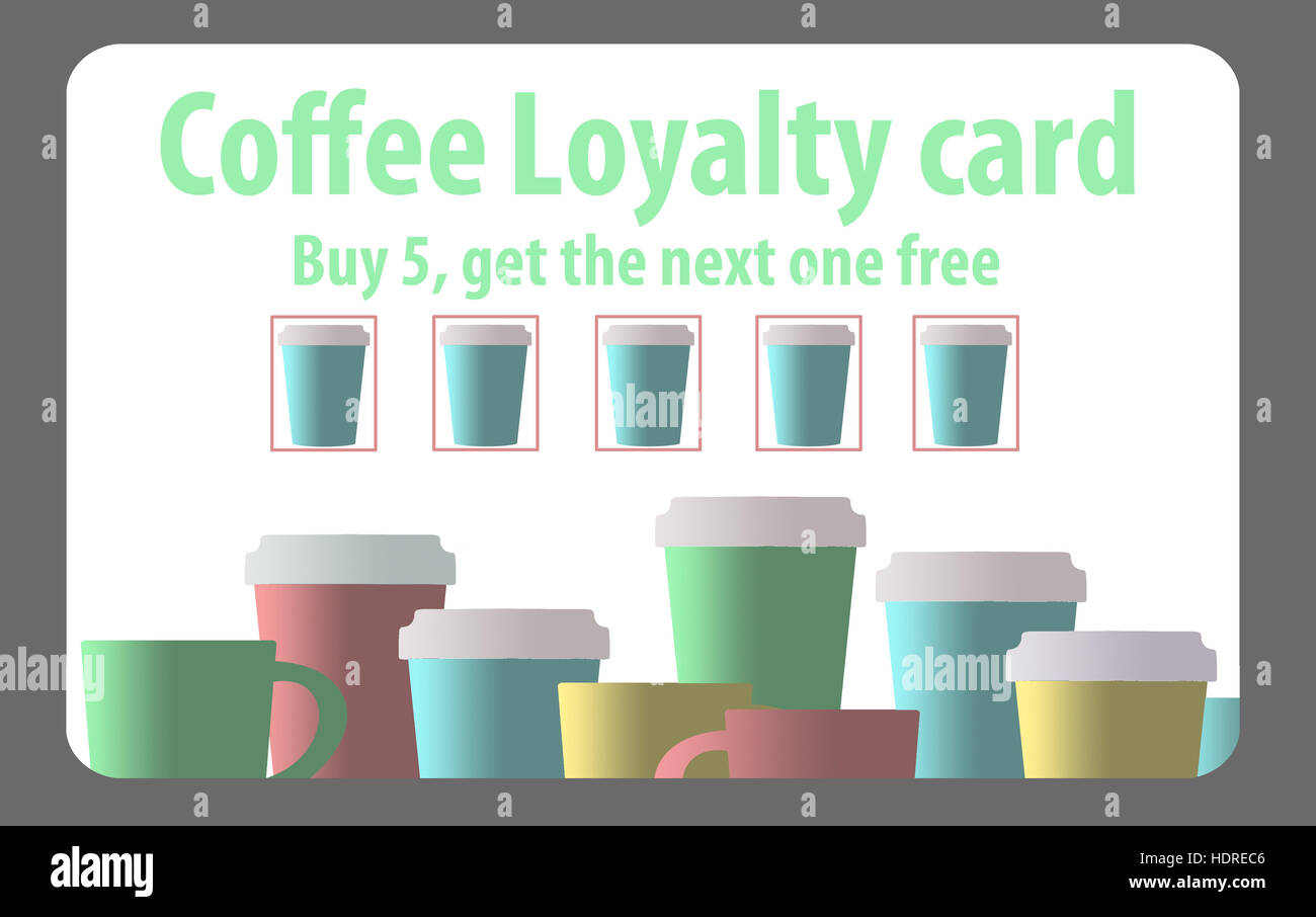 A loyalty card for a coffee shop provides a free cup of coffee after ...
