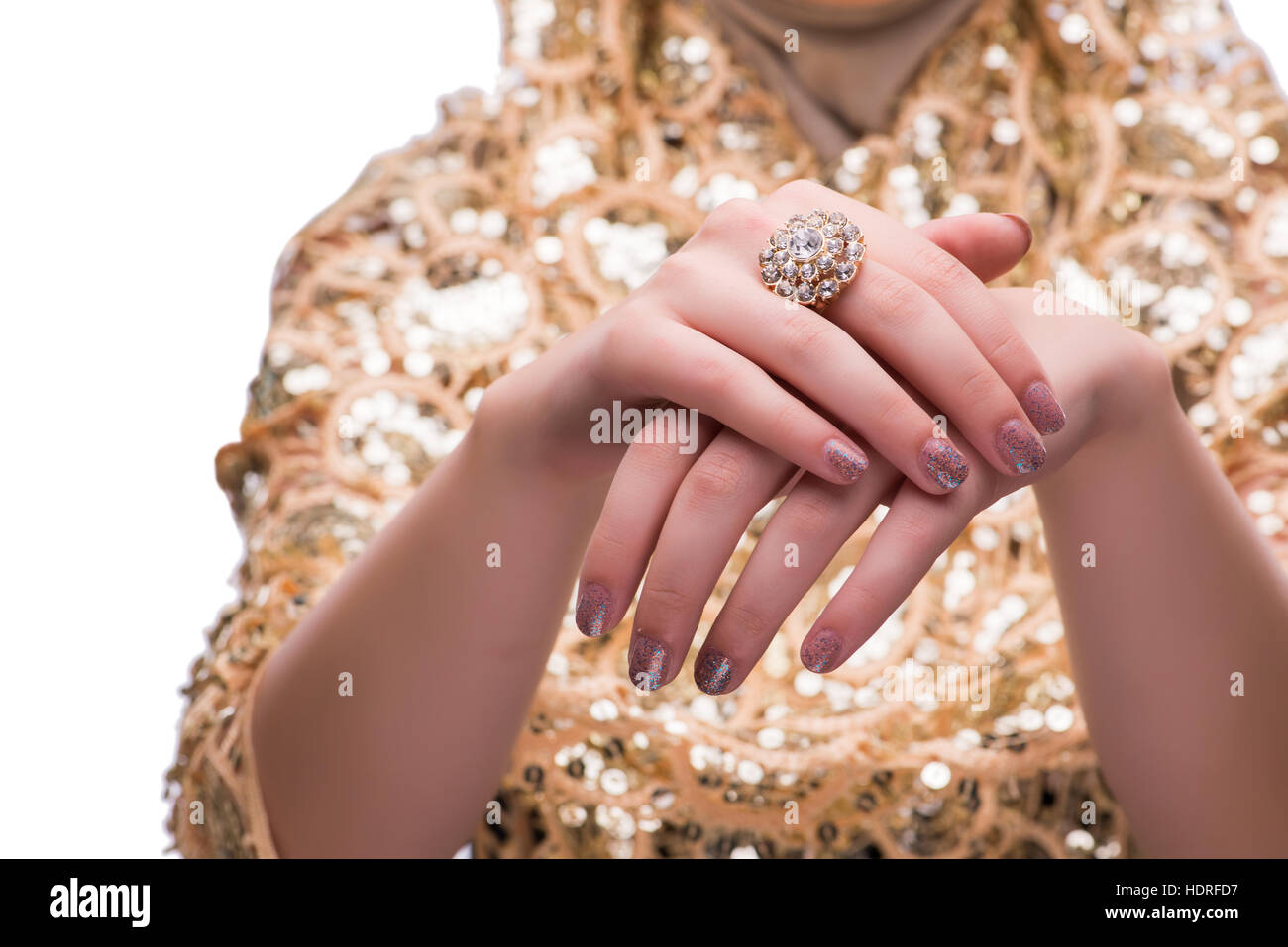 Hands with jewellery rings in fashion concept Stock Photo - Alamy