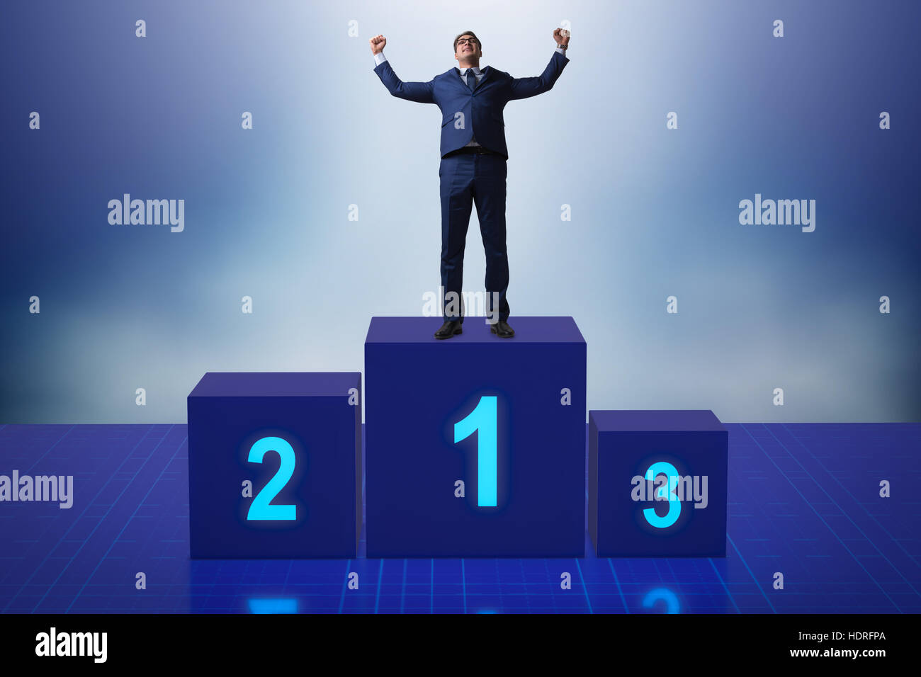 Businessman taking first place in competition Stock Photo - Alamy