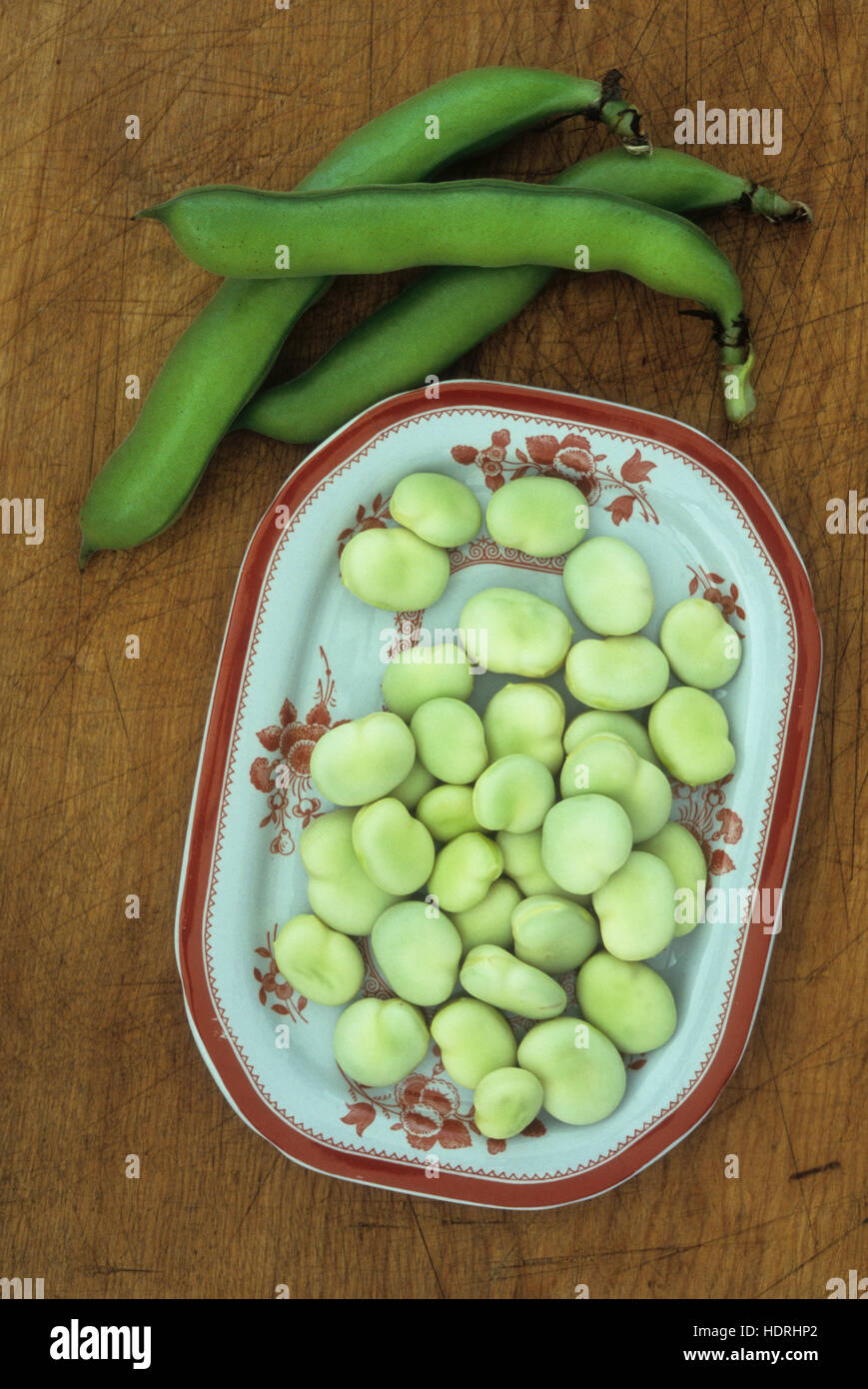 Dish containing Broad beans or Fava beans or Vicia faba beans with ...