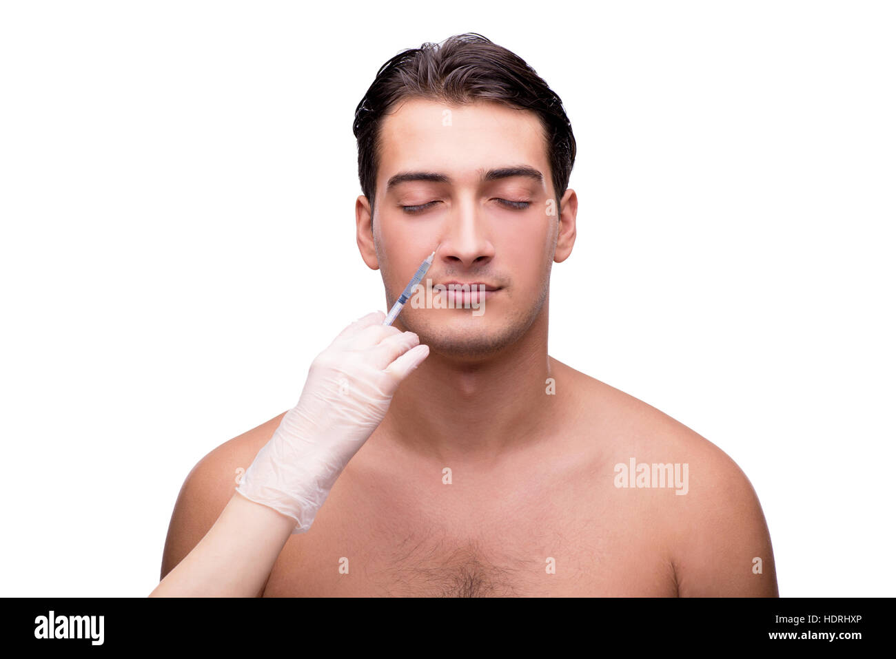 Man undergoing plastic surgery isolated on white Stock Photo - Alamy
