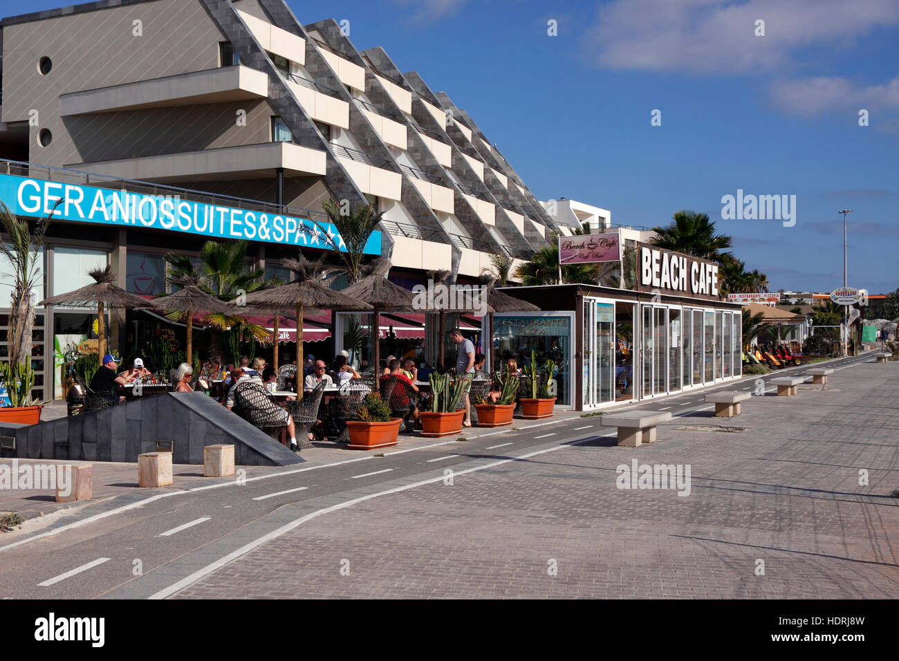 CALETA de FUSTE FUERTEVENTURA. PROMENADE WITH RESTAURANTS AND CAFES ...