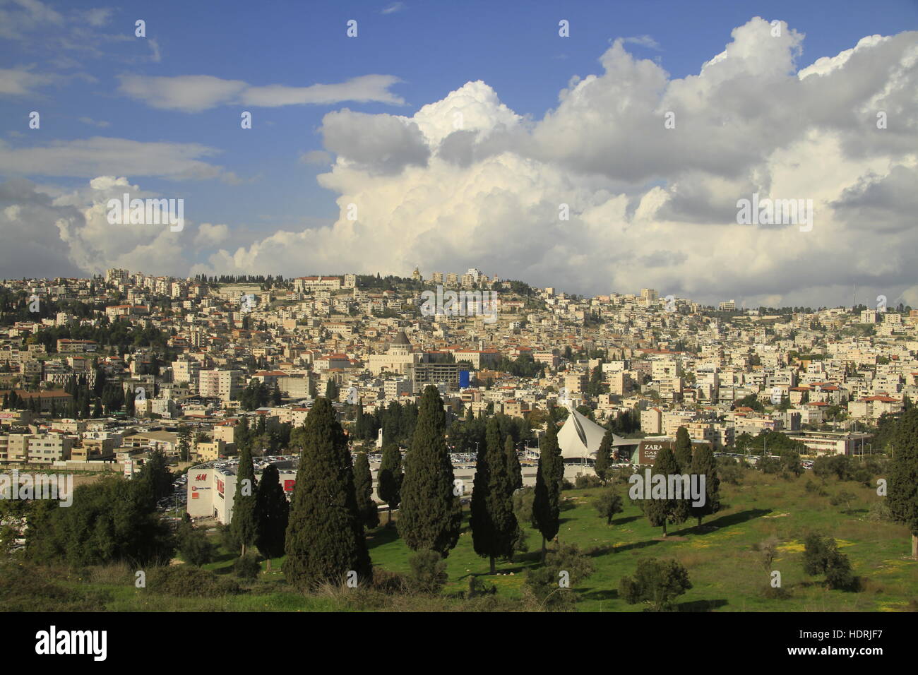 Israel, Lower Galilee, a view of Nazareth from "Fear Mountain Stock ...