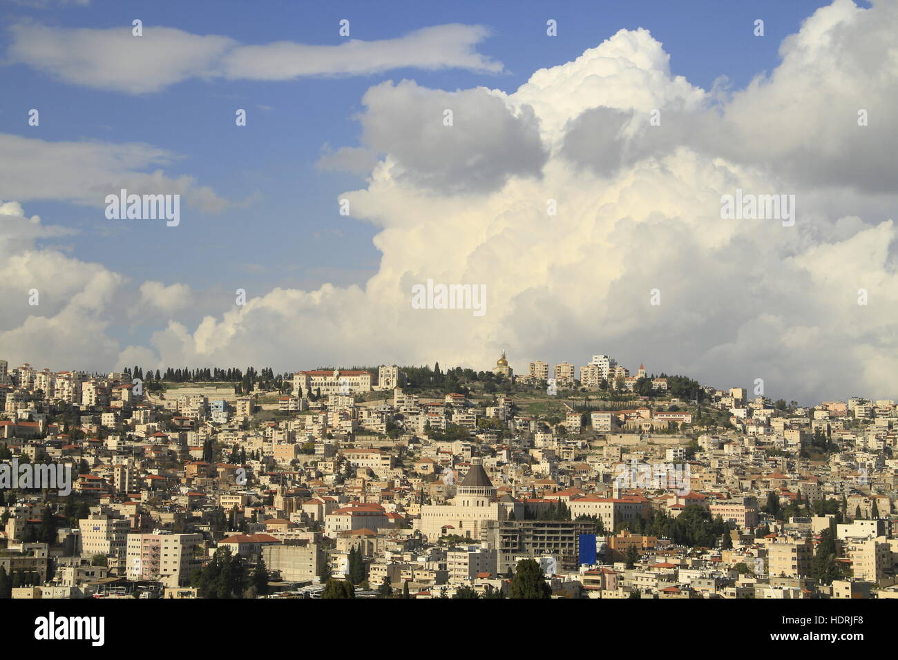 Israel, Lower Galilee, a view of Nazareth from "Fear Mountain Stock ...