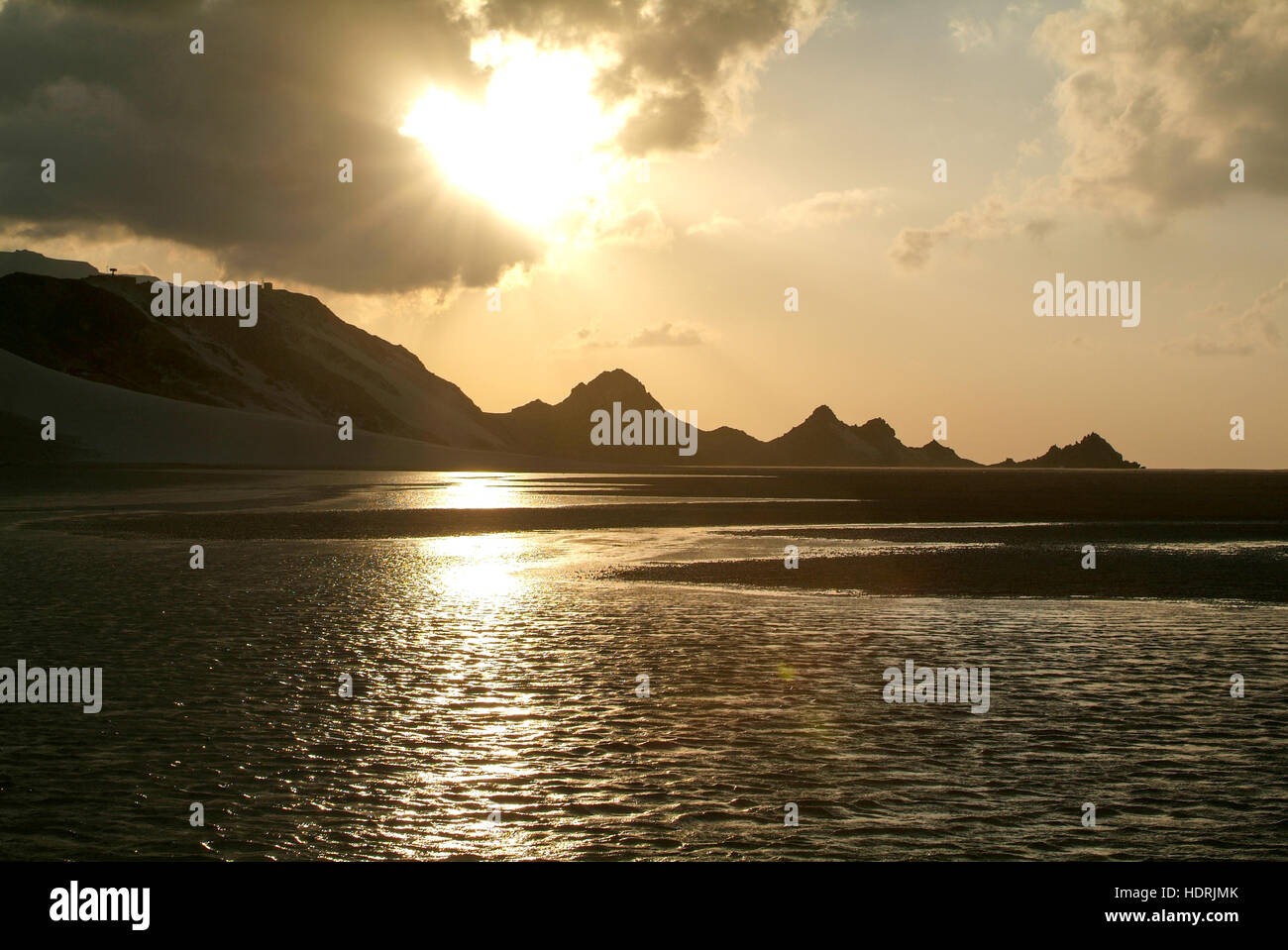 Sunset at the beach of Qalansiya on the island of Socotra, Yemen Stock ...