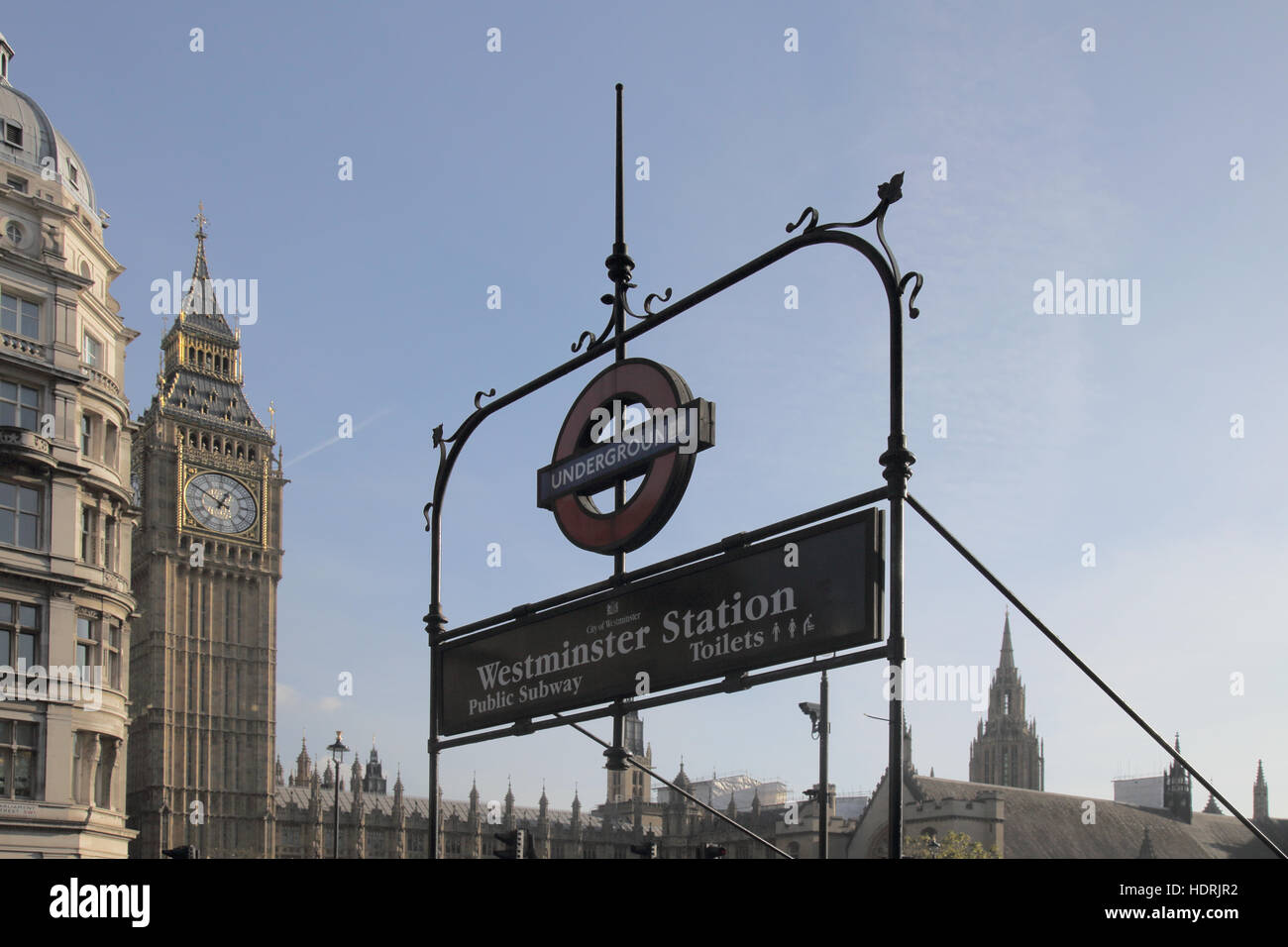 westminster underground station and big ben in london england Stock ...