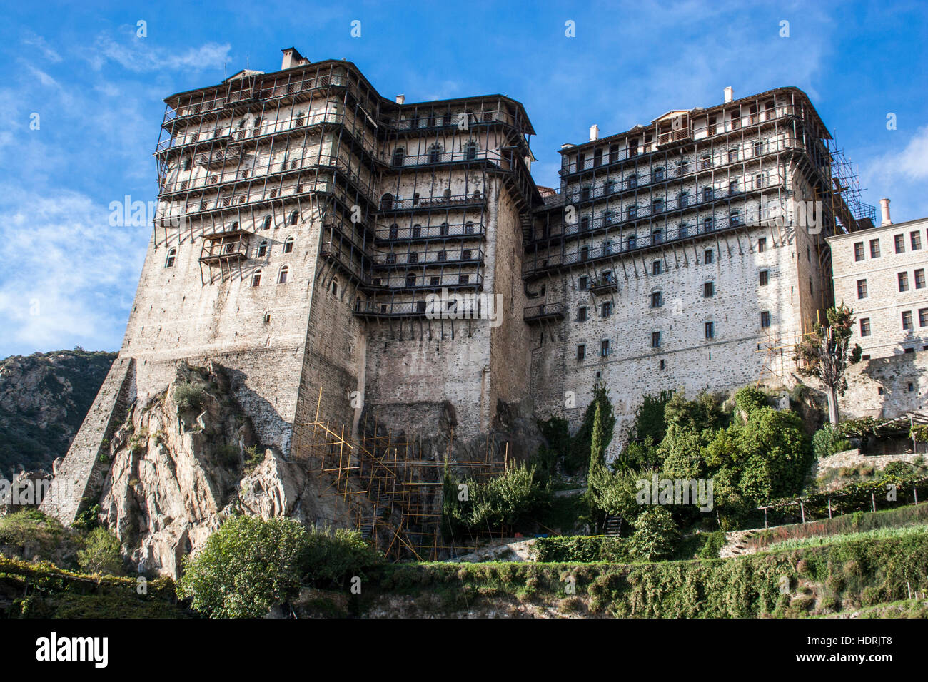 Simonos Petra or Simonopetra monastery on Athos Peninsula, Greece Stock ...