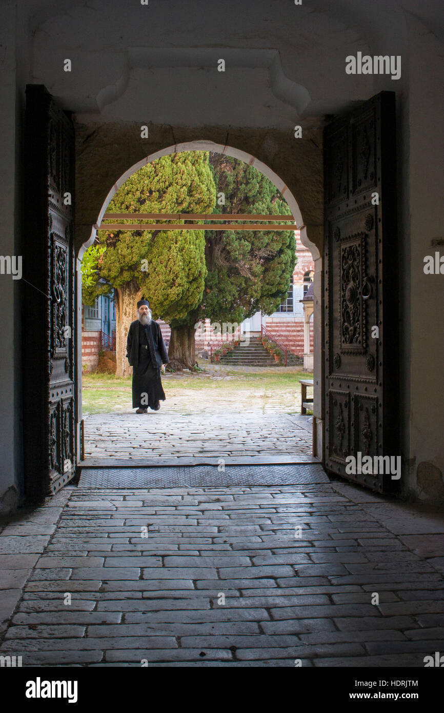 Mount Athos, entrance to Zografou monastery, St. George Zograph, Greece ...