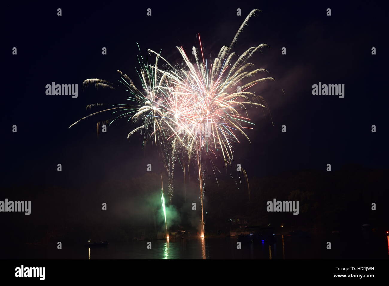 Fireworks over the Lake Stock Photo - Alamy
