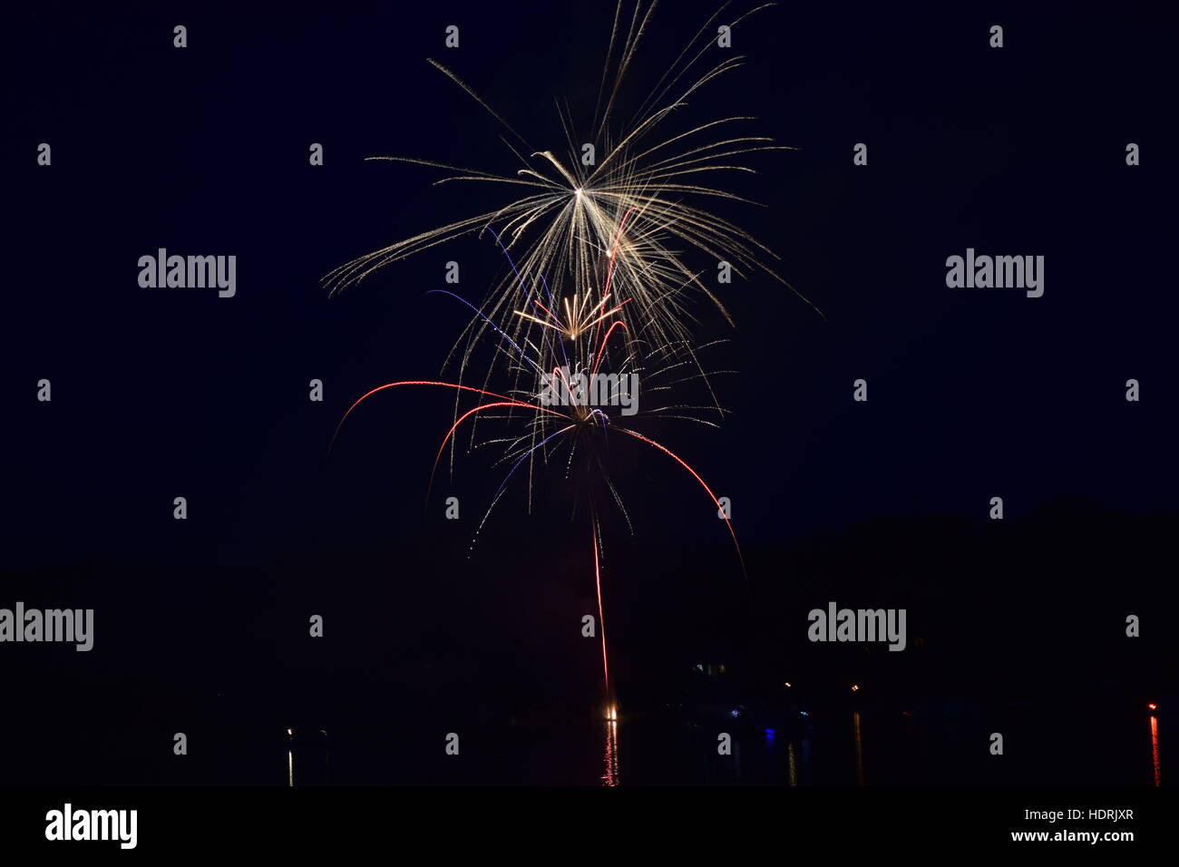 Fireworks over the lake Stock Photo - Alamy