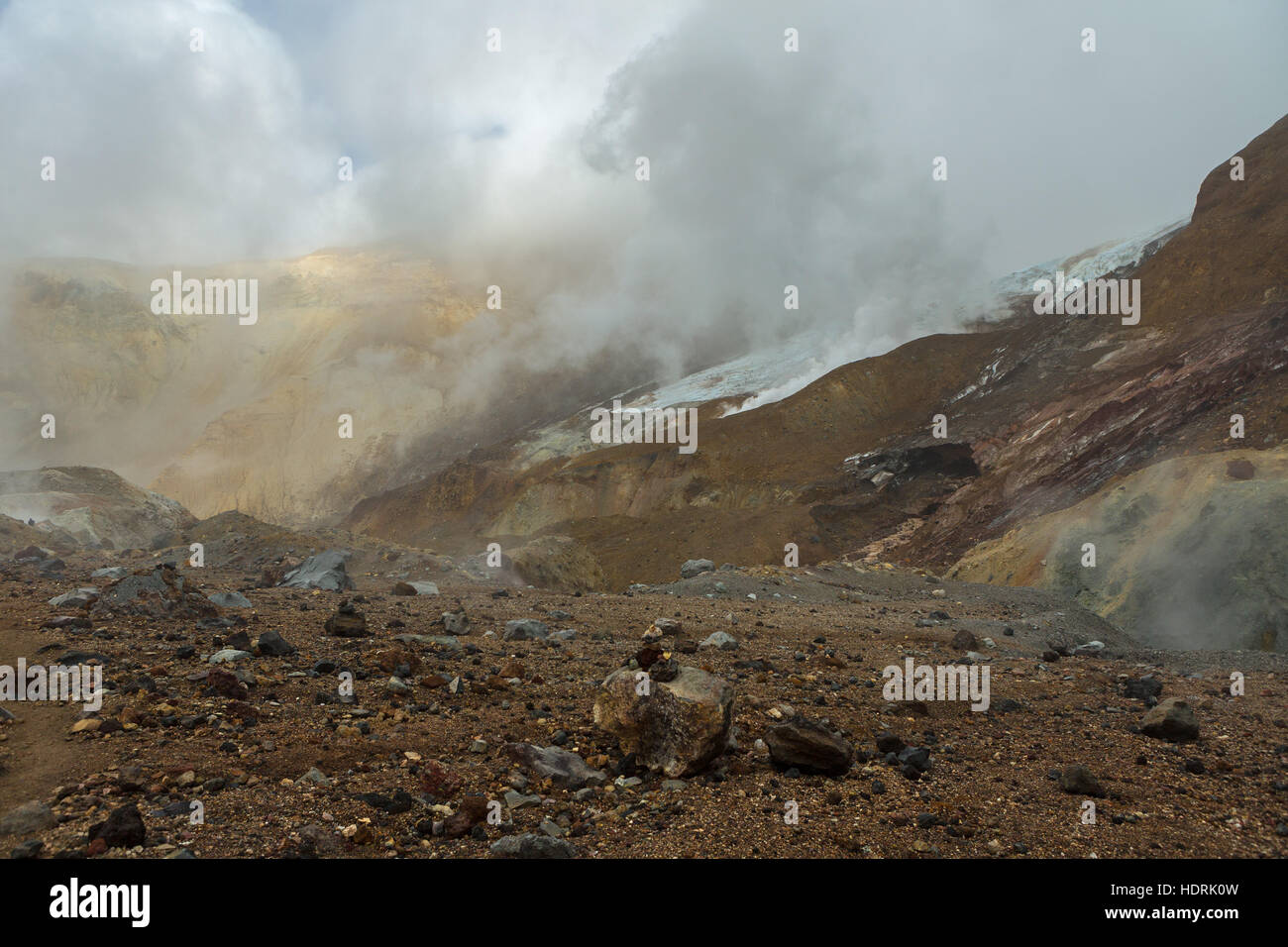 Beautiful slopes Mutnovsky volcano shrouded in clouds Stock Photo - Alamy