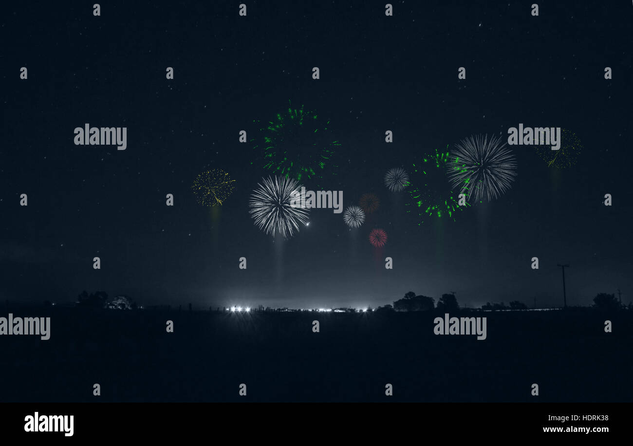 fireworks in the night city Stock Photo - Alamy