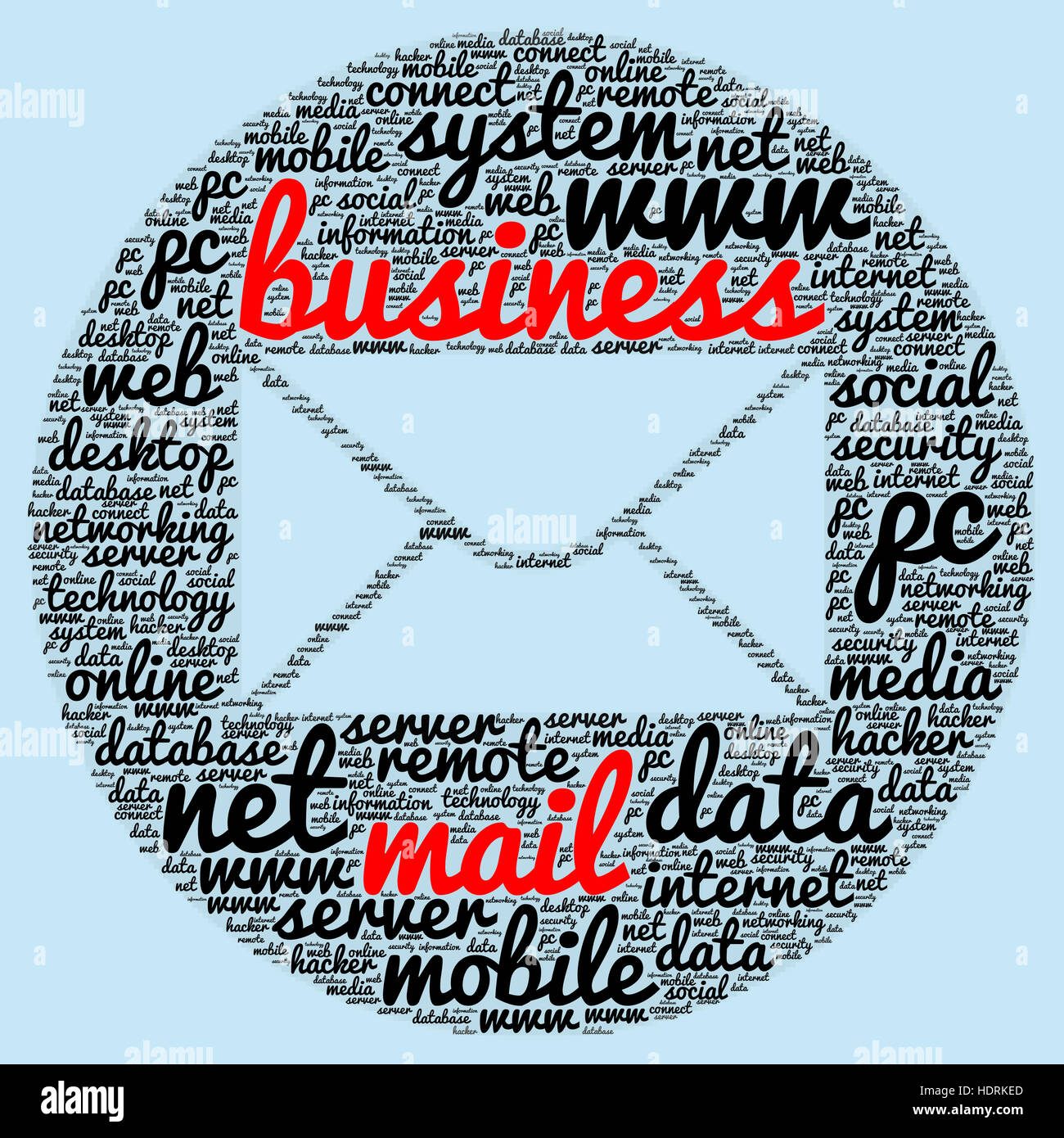 Business mail word cloud concept in shape of mail Stock Photo - Alamy