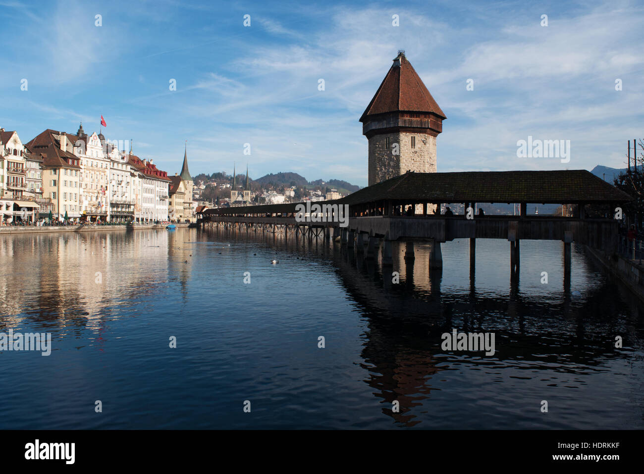 Lucerne, Switzerland, skyline: view of the famous Water Tower and the ...