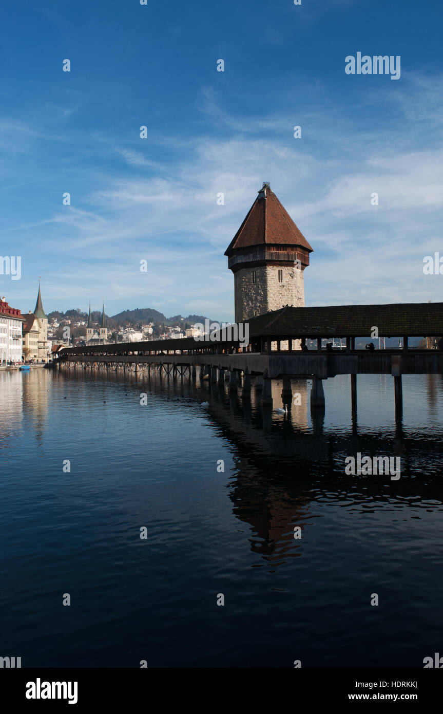 Lucerne, Switzerland, skyline: view of the famous Water Tower and the ...