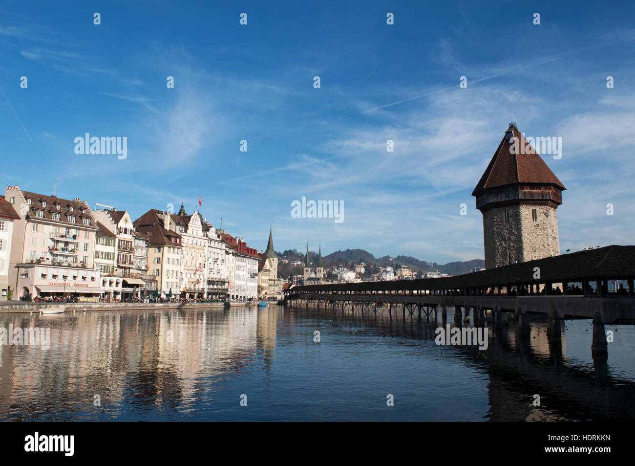 Lucerne, Switzerland, skyline: view of the famous Water Tower and the ...