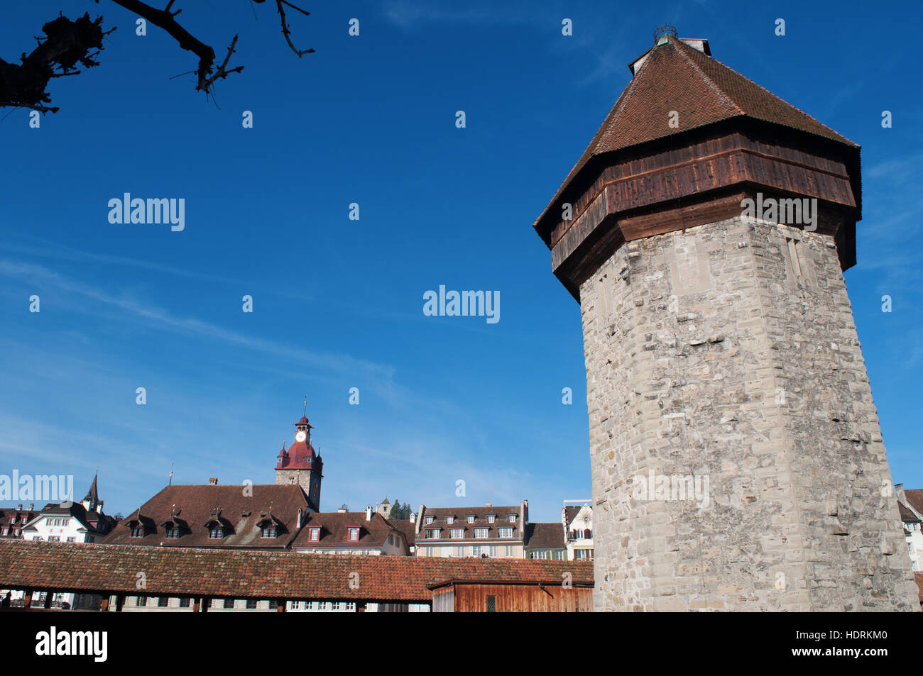 Lucerne, Switzerland, skyline: view of the famous Water Tower and the ...