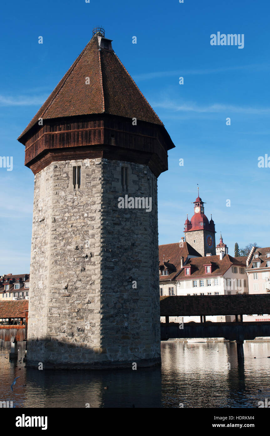 Lucerne, Switzerland, skyline: view of the famous Water Tower and the ...