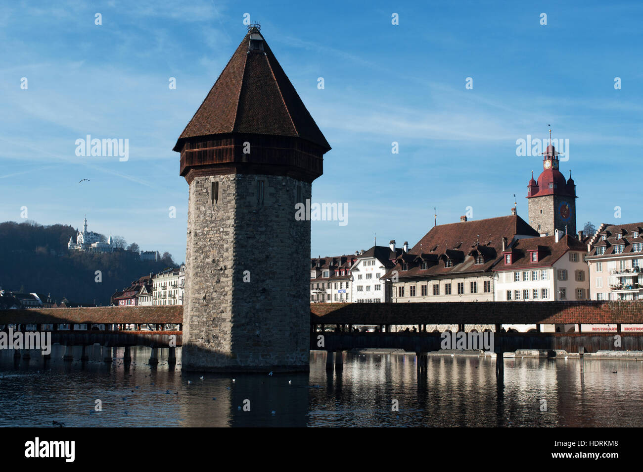 Lucerne, Switzerland, skyline: view of the famous Water Tower and the ...