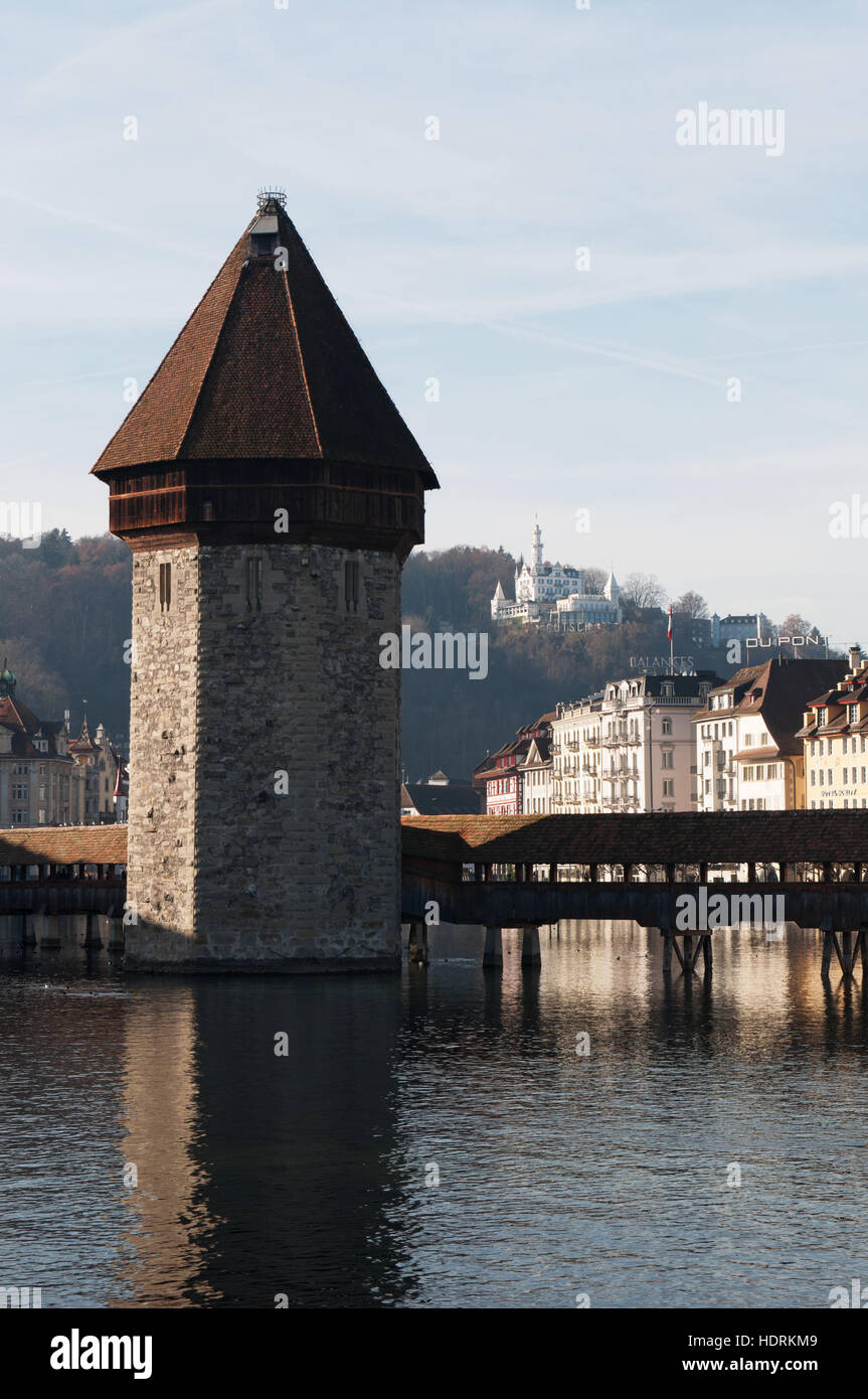 Lucerne, Switzerland, skyline: view of the famous Water Tower and the ...