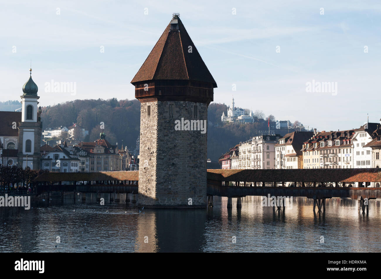 Lucerne, Switzerland, skyline: view of the famous Water Tower and the ...