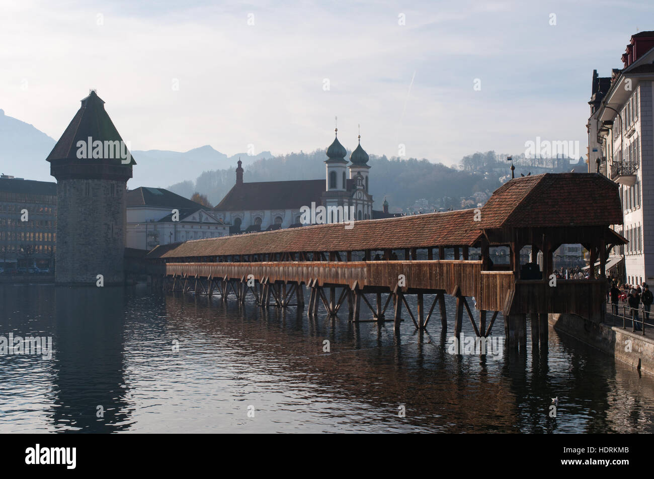 Lucerne, Switzerland, skyline: view of the famous Water Tower and the ...