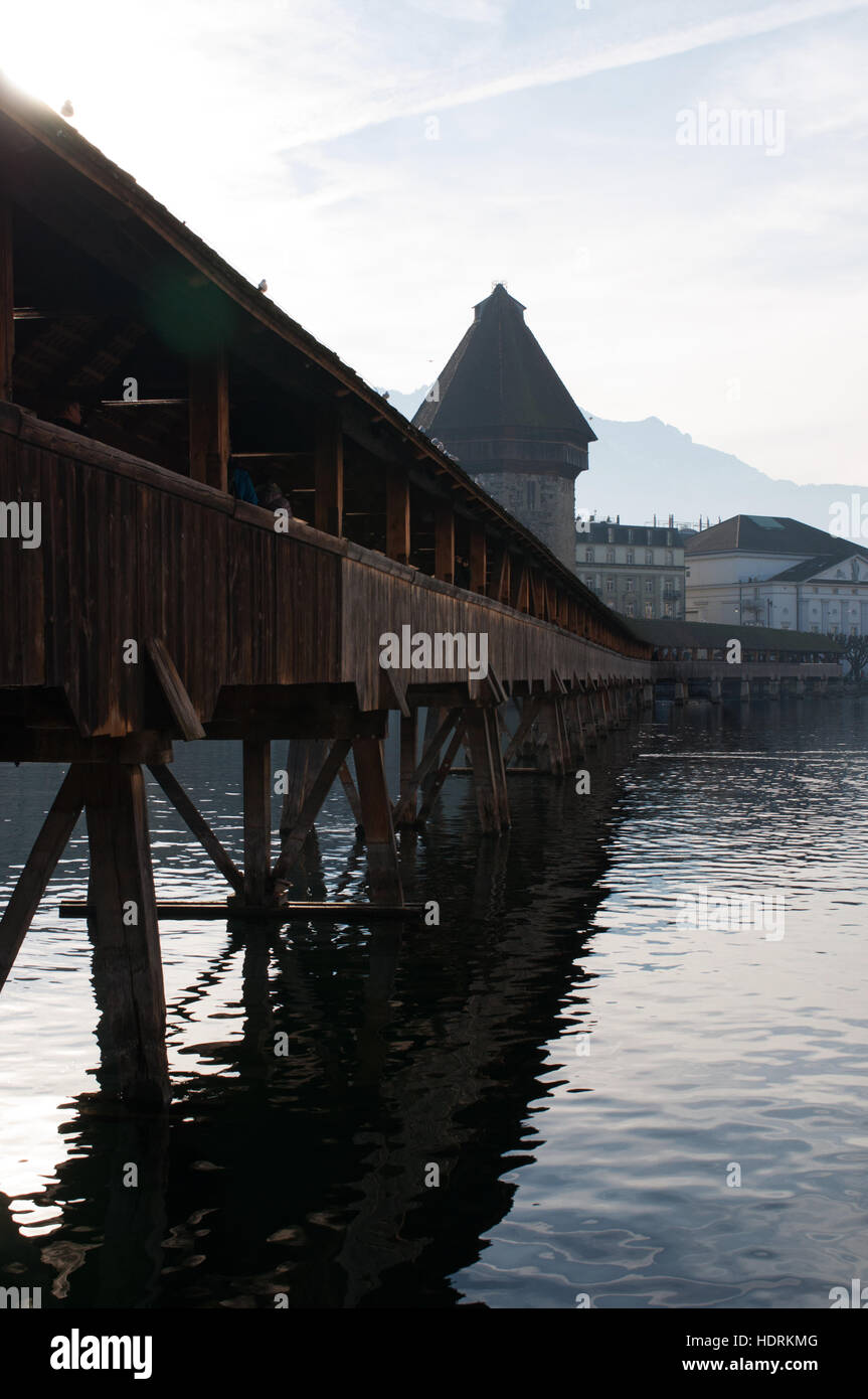 Lucerne, Switzerland, skyline: view of the famous Water Tower and the ...